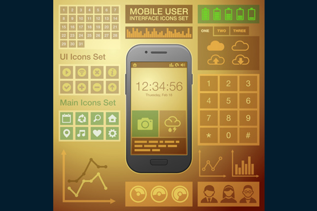 Flat Mobile UI User Interface, a Templates & Theme by in8finity
