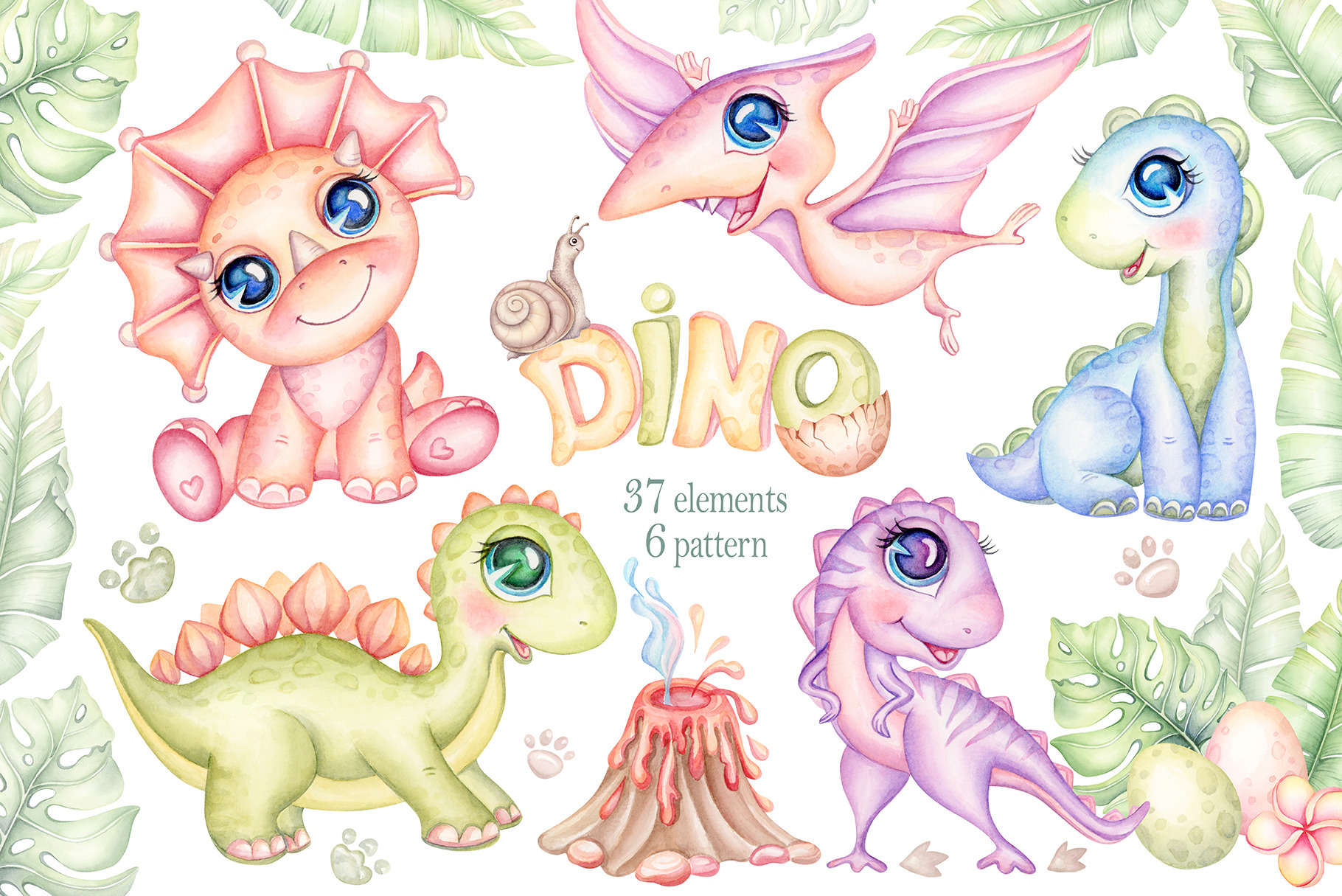 Baby Dinosaurs Watercolor clipart