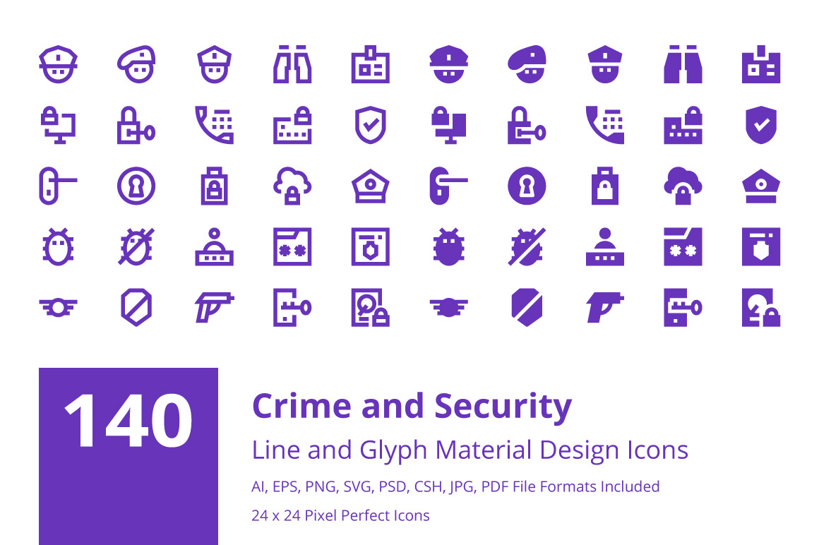 140 Crime and Security Material Icon, an Icon by Creative Stall