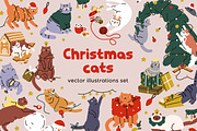 Cute, funny Christmas cats set, an Animal Illustration by Good Studio