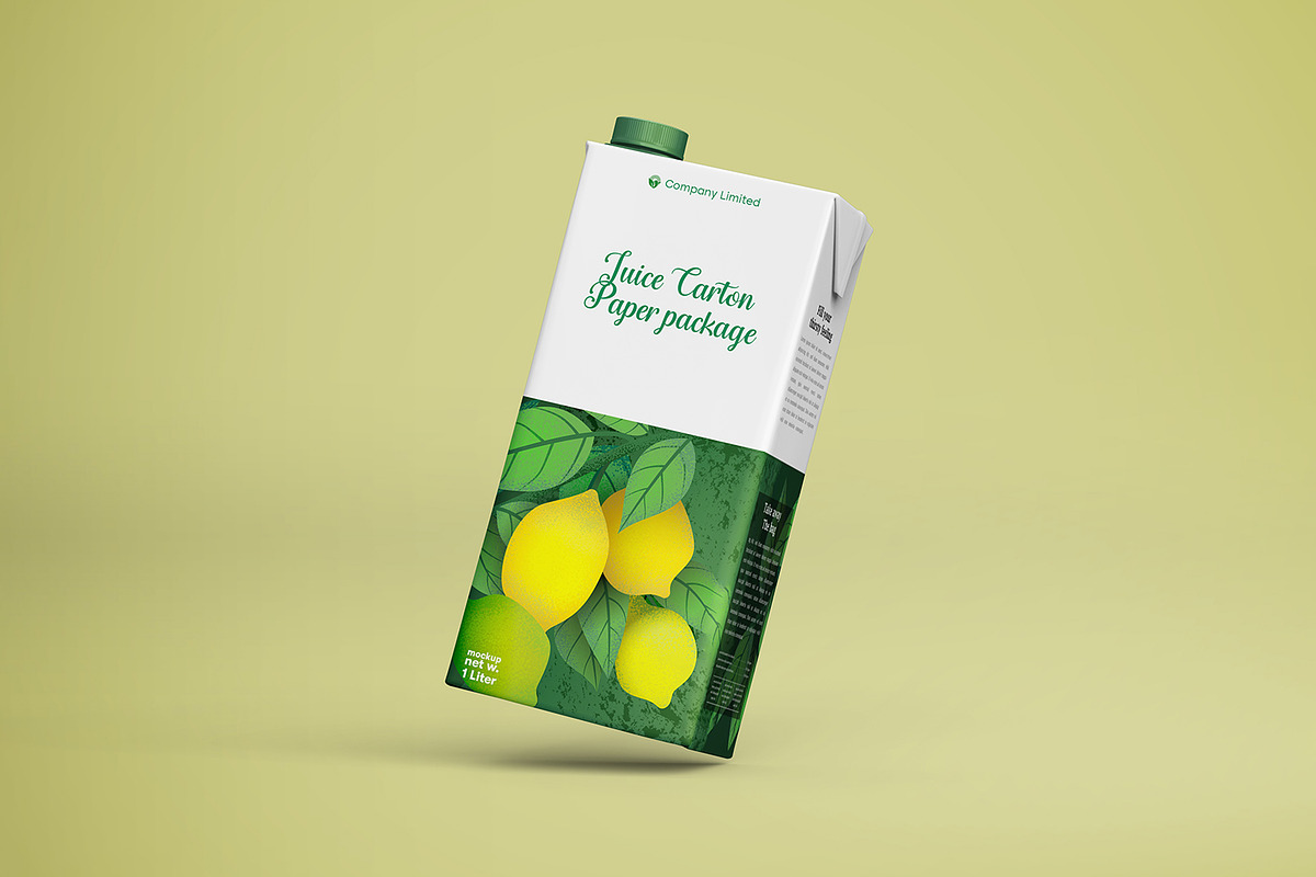 Tetra Pack Fruit Juice Carton Mockup, a Packaging Mockup by Ram Studio