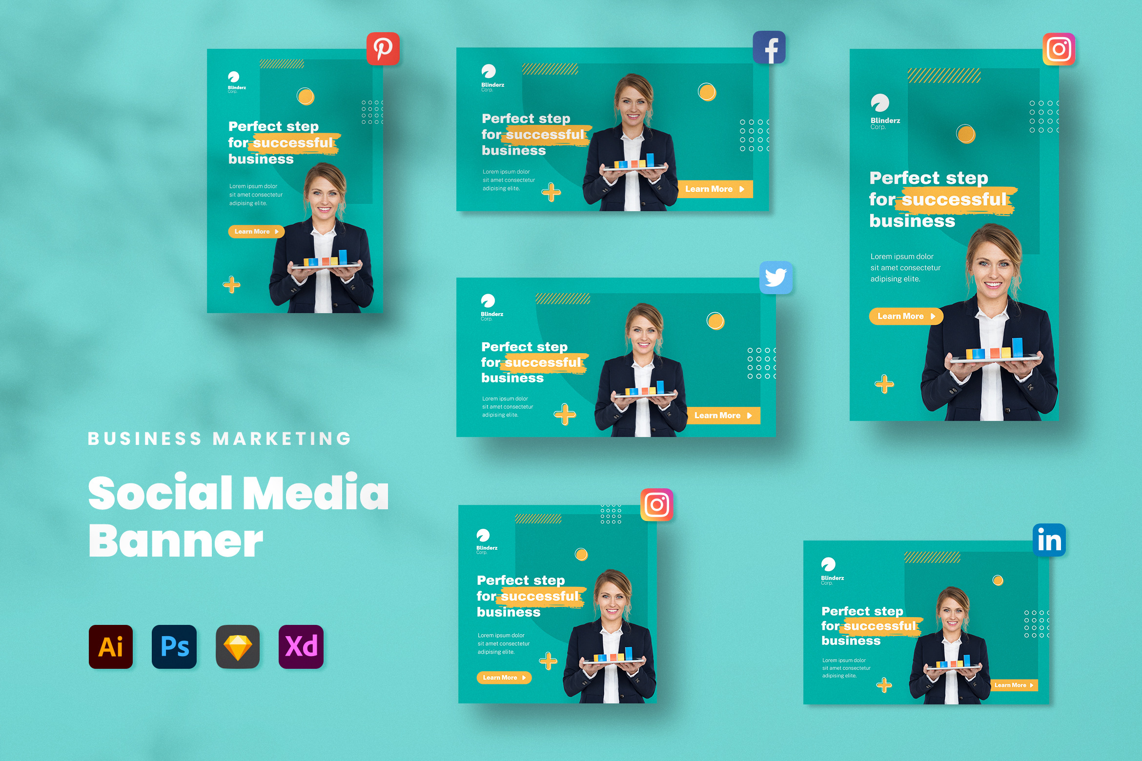 Business Marketing Social Media Set, a Social Media Template by ...
