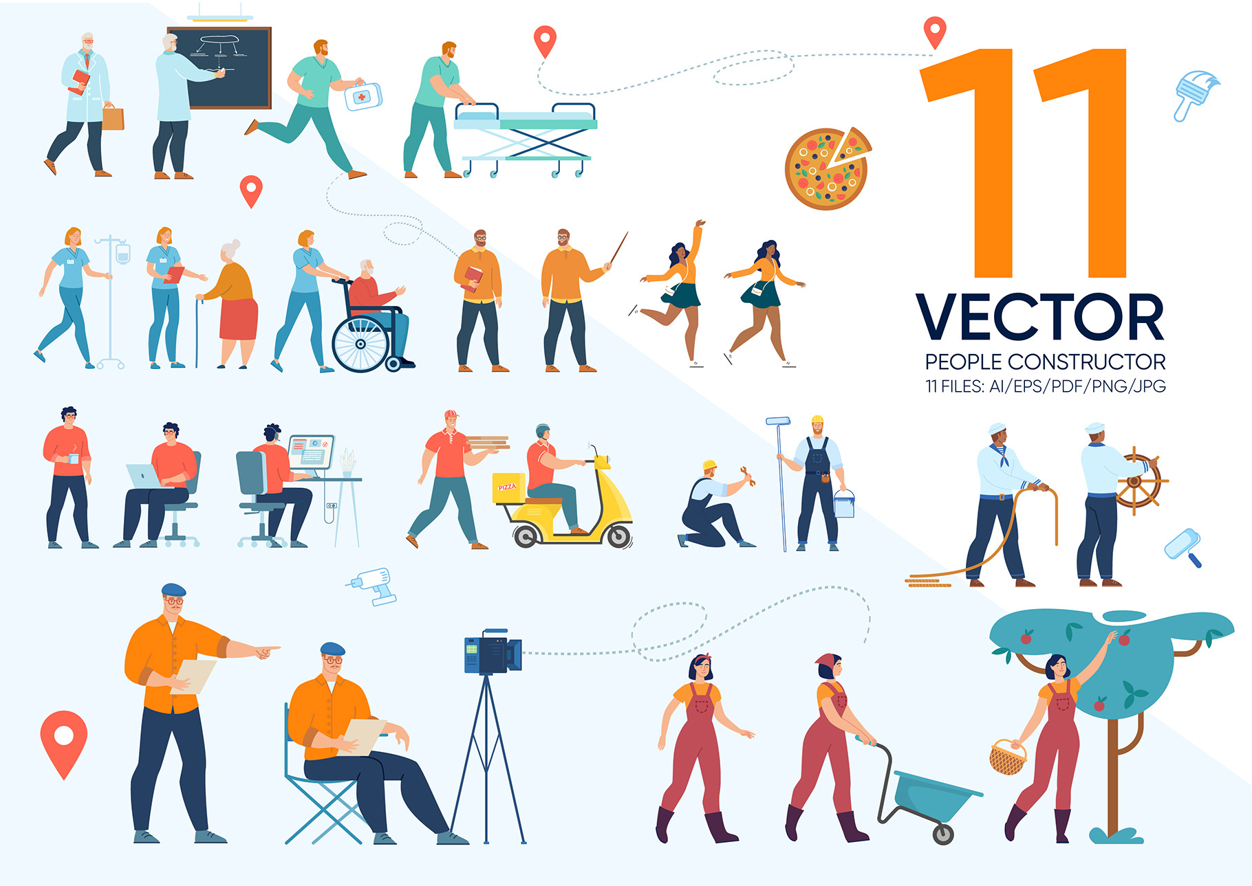 People Constructor Vector Scenes, an Education Illustration by Tera Vector