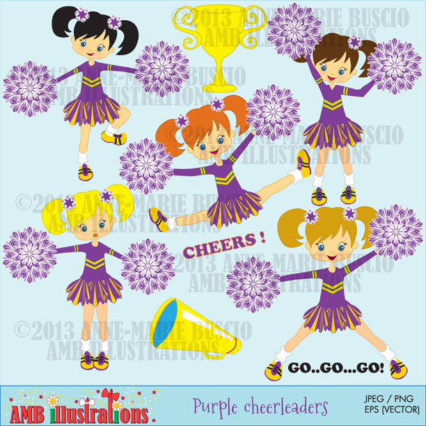 Purple cheerleaders clipart, an Illustration by AMBillustrations
