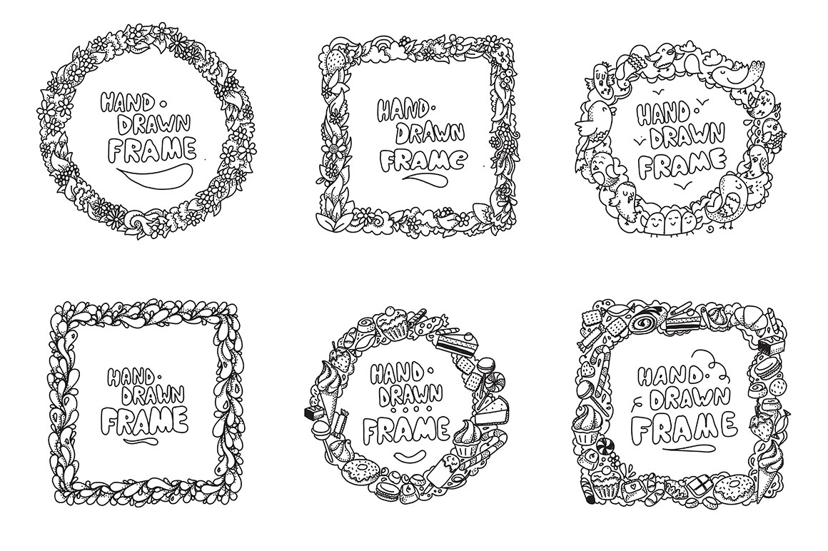 Hand drawn frames set | Decorative Illustrations ~ Creative Market