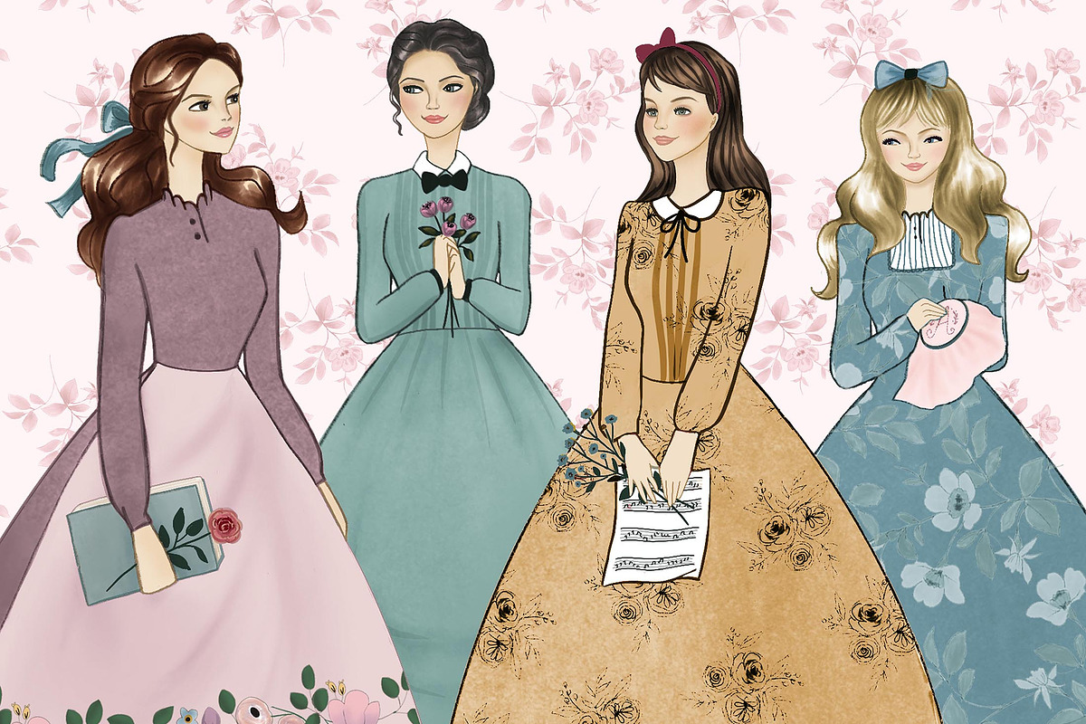 Little Women clipart, an Illustration by Rosabebe
