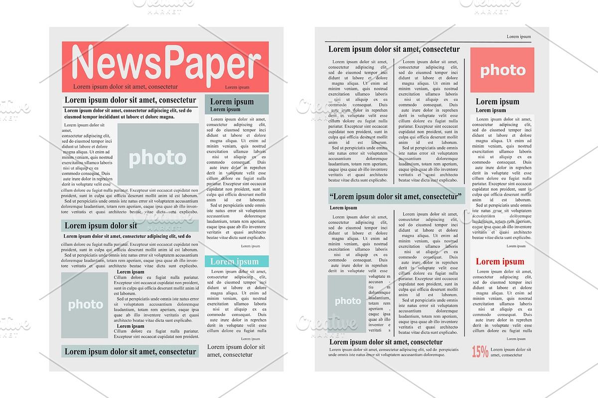 Two Newspaper Pages Vector Illustration on White, an Object ...