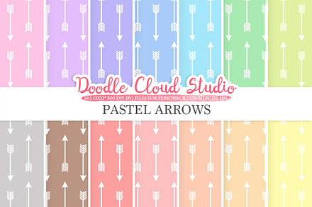 Pastel Arrows digital paper, a Pattern Graphic by Doodle Cloud Studio