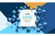 Science banner with blue molecules, an Education Illustration by kotoffei