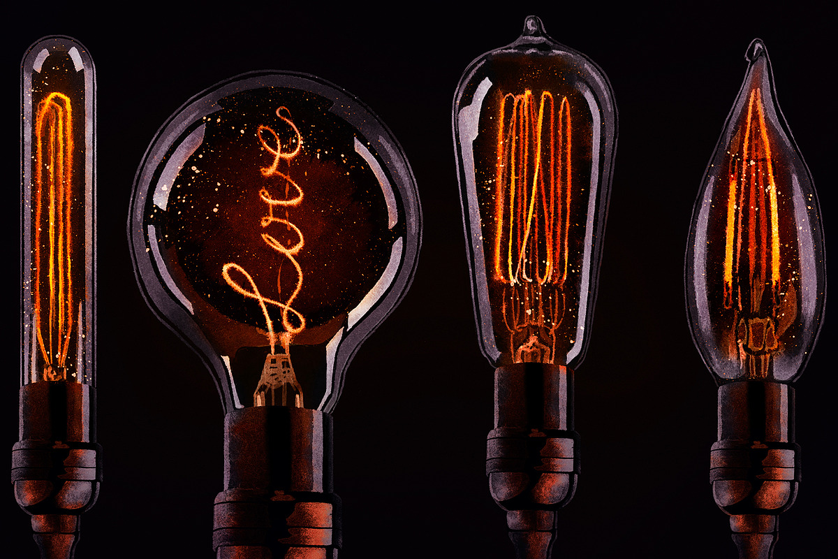 Edison lamps, an Illustration by Wondermilkycolor
