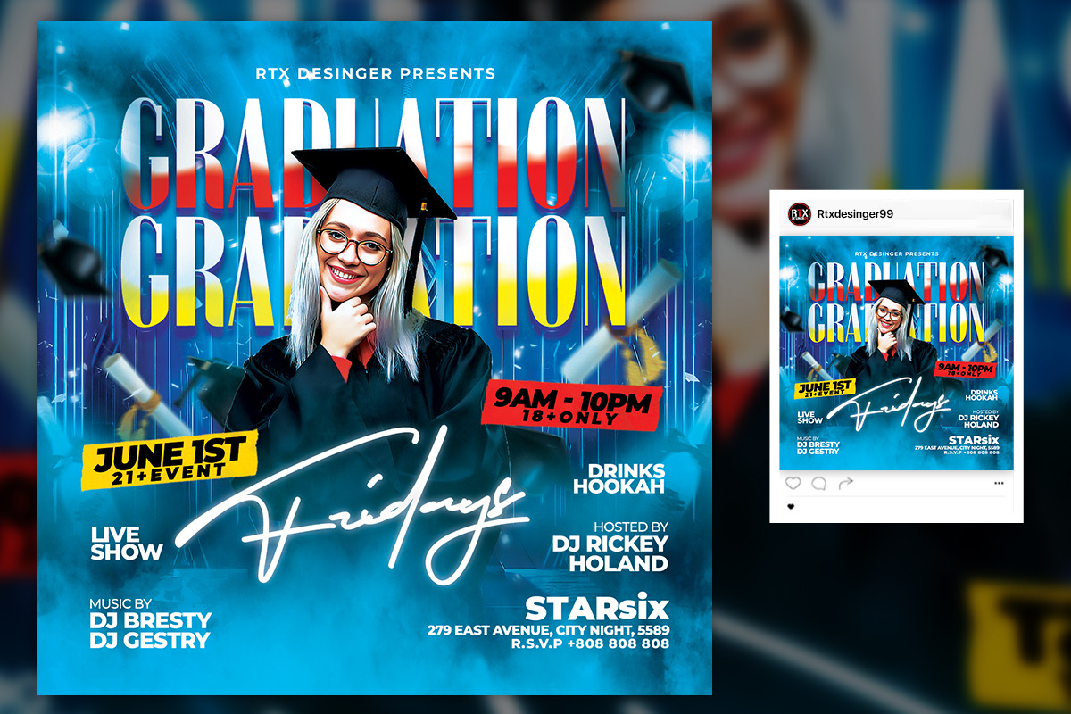 Graduation Flyer Template, a Flyer Template by RTXdesinger99