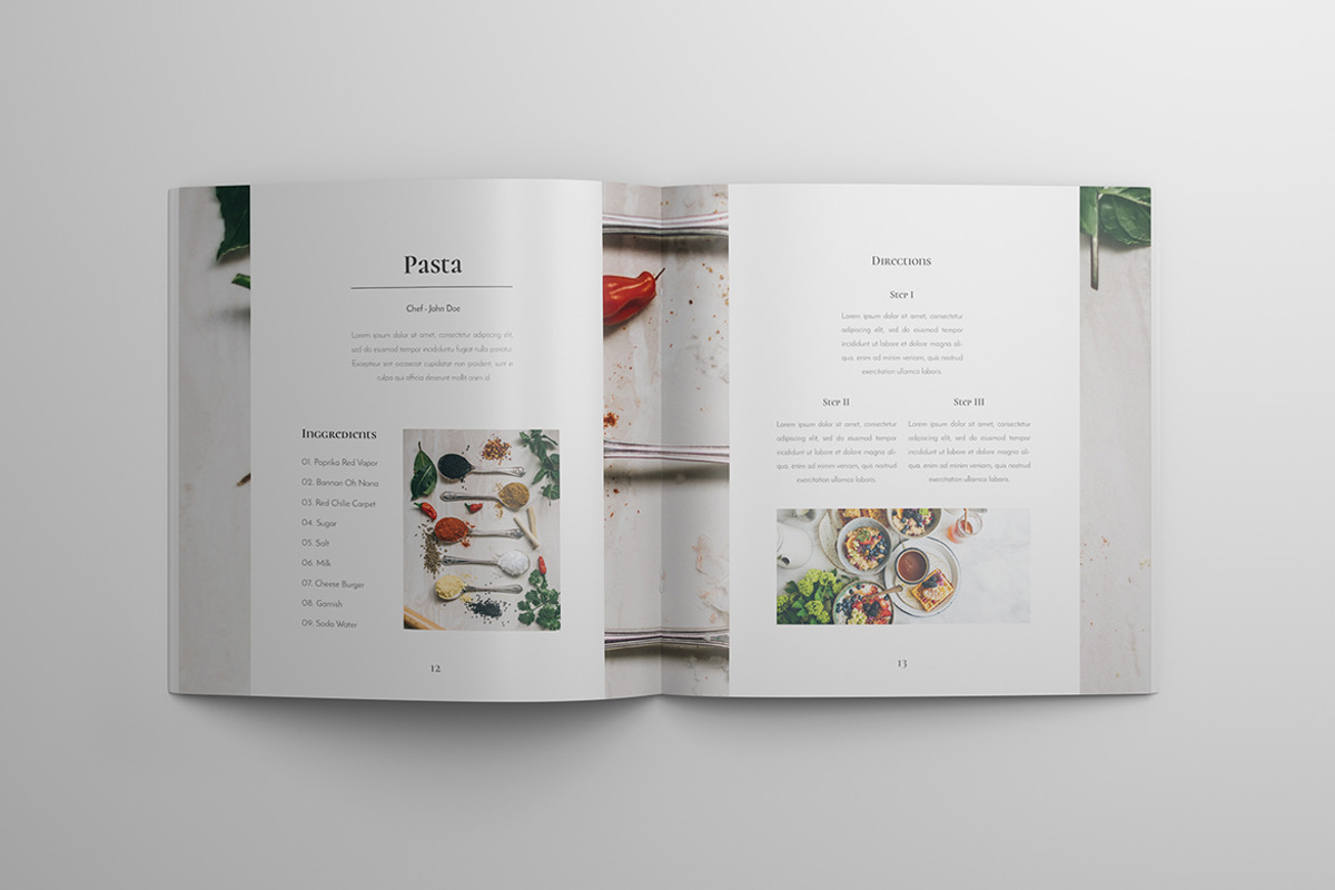 Square Cookbook / Recipebook, a Magazine Template by MA-KING_ART