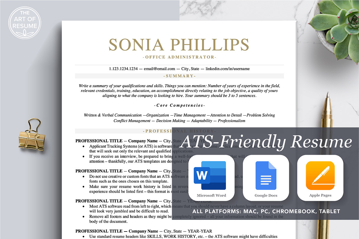 ATS Compatible Resume CV Templates, a Resume Template by The Art of Resume