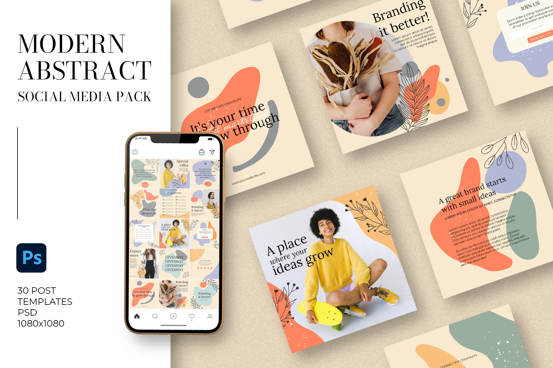 Modern Abstract Insta Pack | PS, a Social Media Template by Anna Studio ...