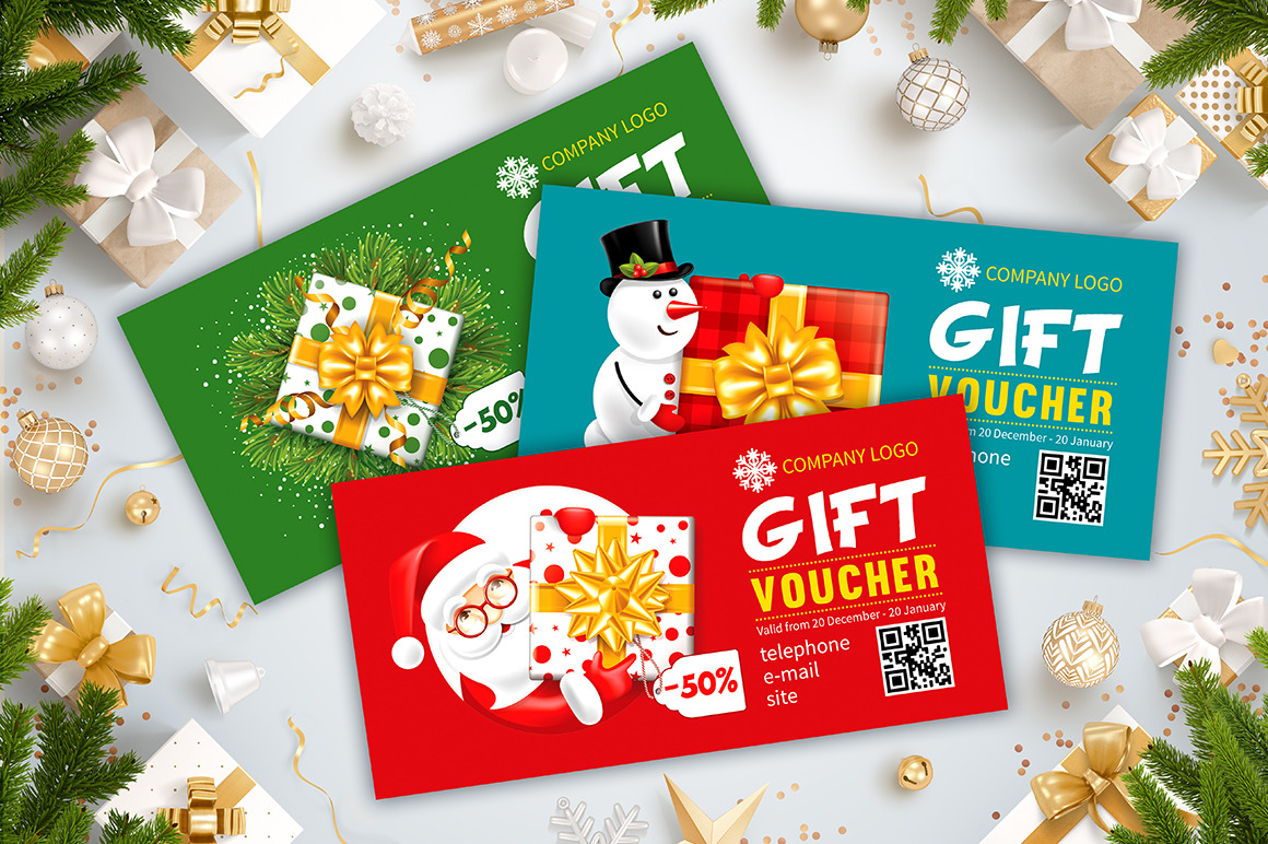 Christmas Gift Card Templates | Card Templates ~ Creative Market