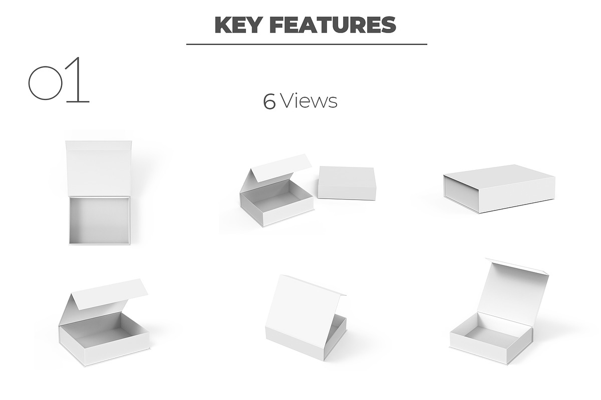 Rectangular Magnetic Gift Box Mockup, a Packaging Mockup by Sheikhadesign