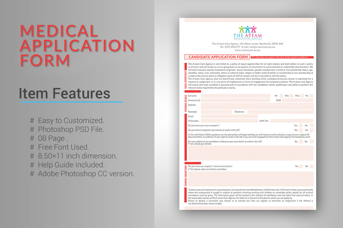 Medical Application Form, a Stationery Template by DesignGhar