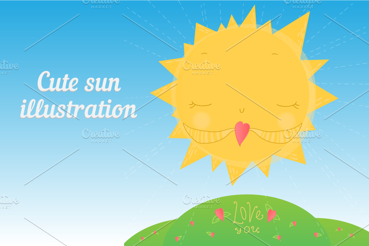 Cute sun illustration for children, an Illustration by Beauty Drops