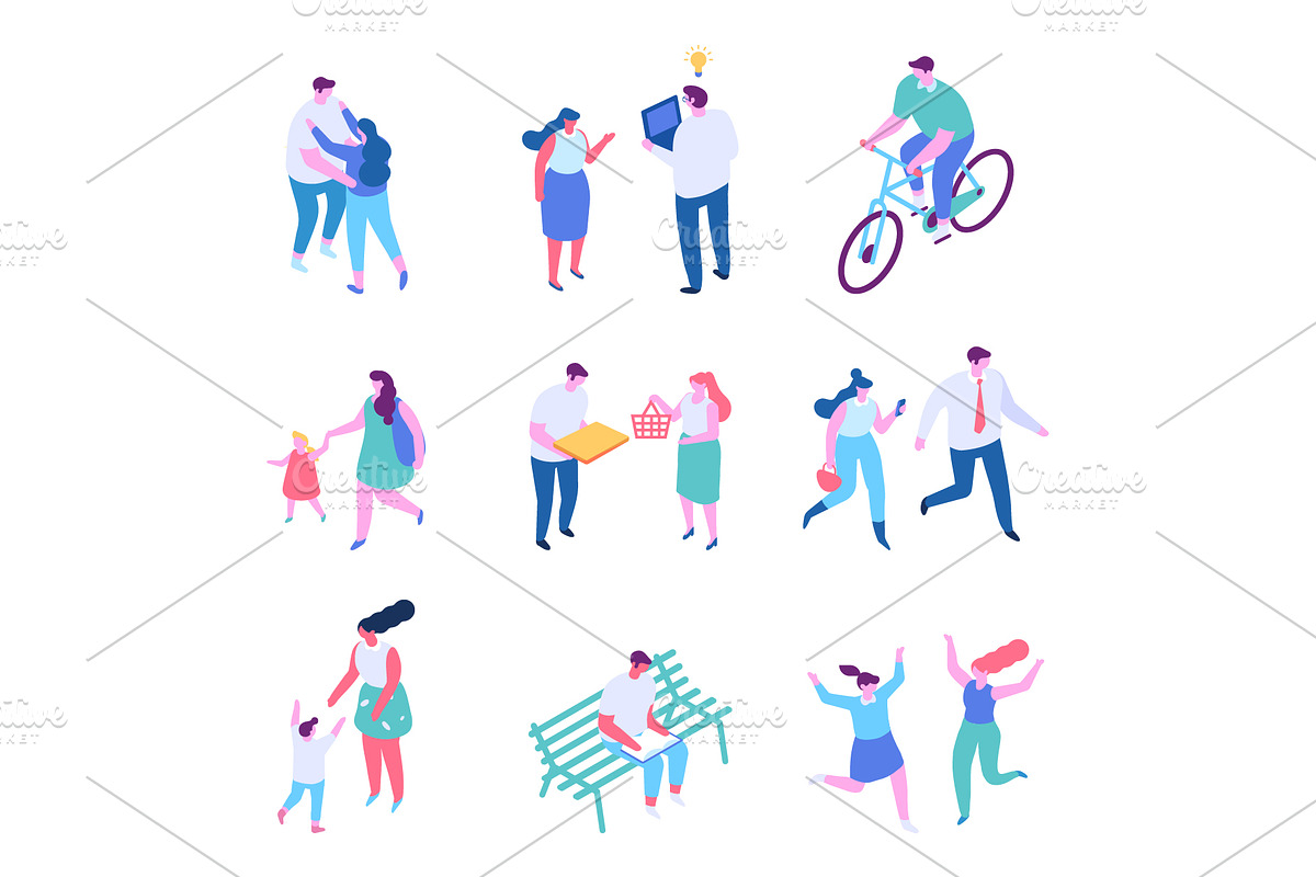 Isometric cartoon people vector set, a Person Illustration by Vector_Art
