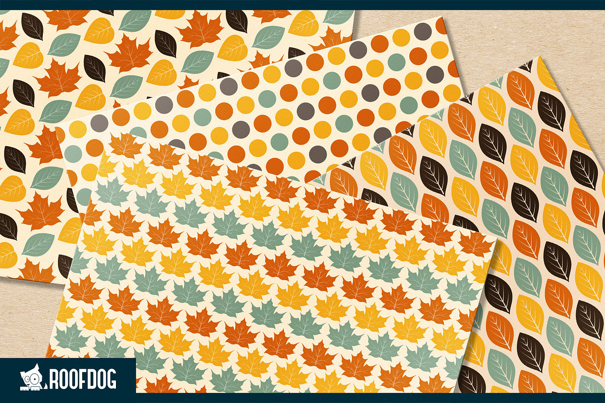 Fall foliage digital paper, a Pattern Graphic by Roofdog Design