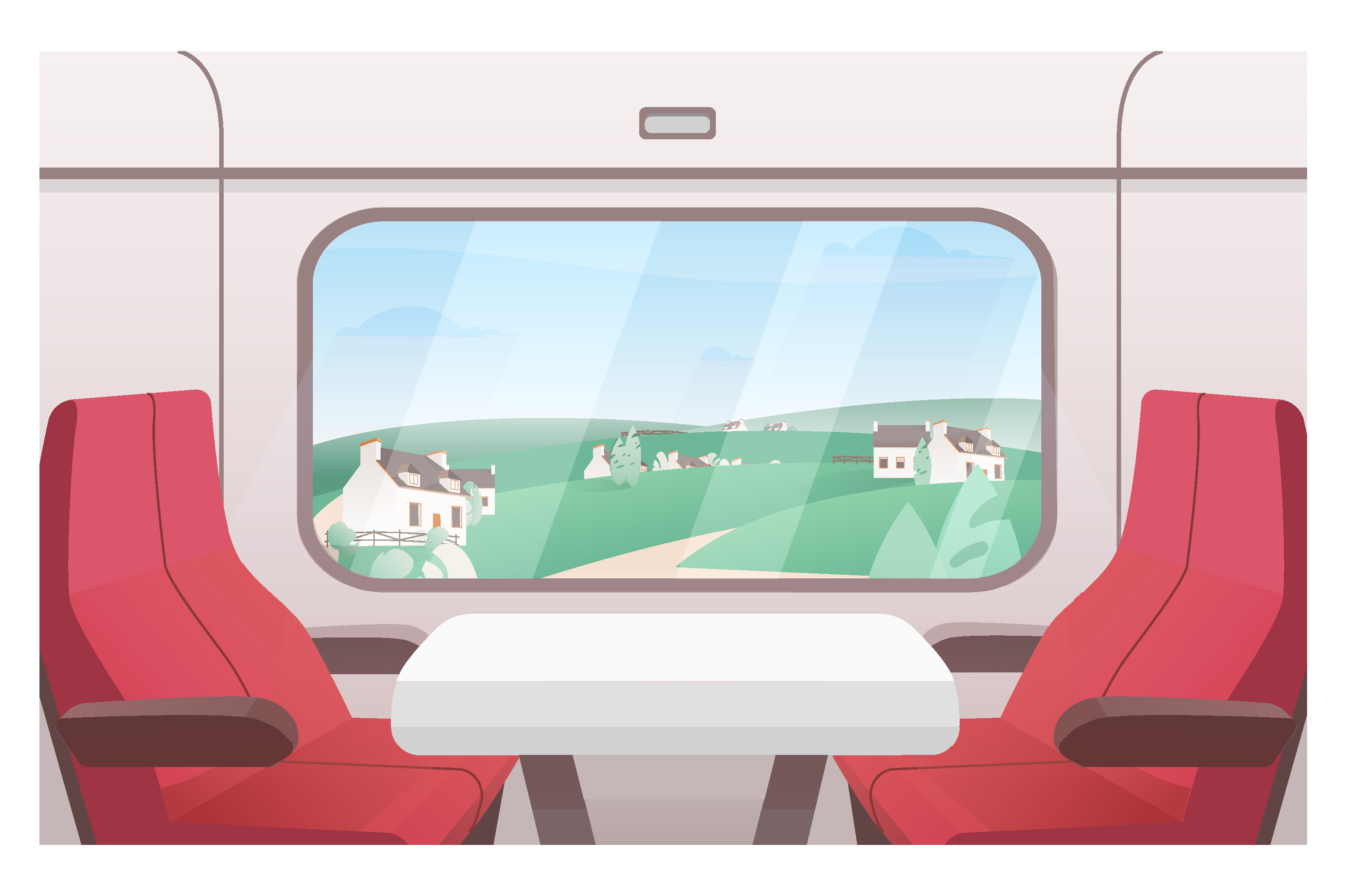 Train window view, a Transportation Illustration by Good Studio