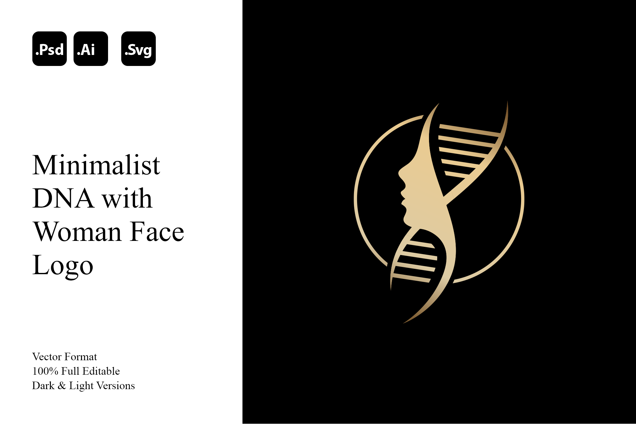 Minimalist DNA with Woman Face Logo | Creative Market