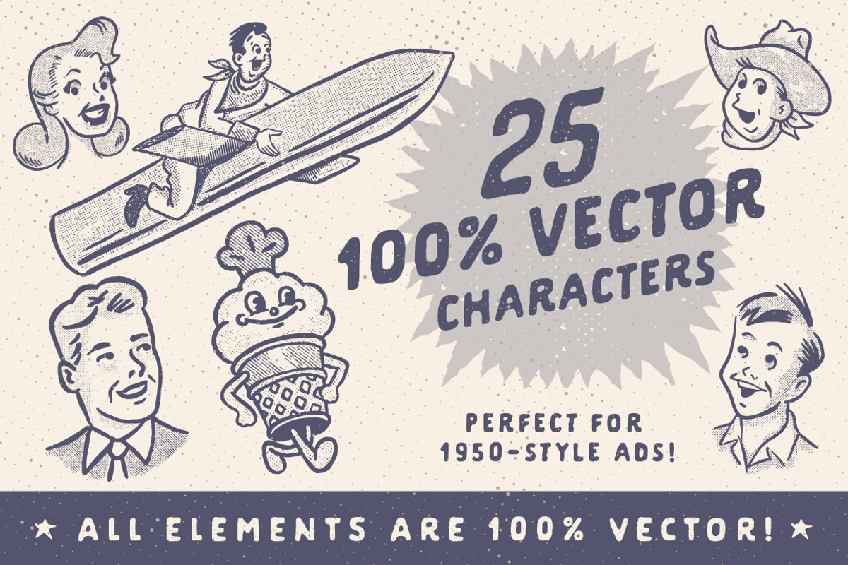 Retro Style Ad Characters, a Work Illustration by Chad Alan Steinborn