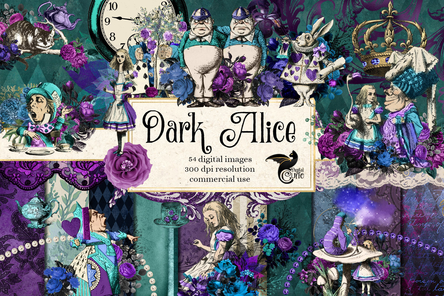 Dark Alice in Wonderland Graphics, a Texture Illustration by Digital Curio