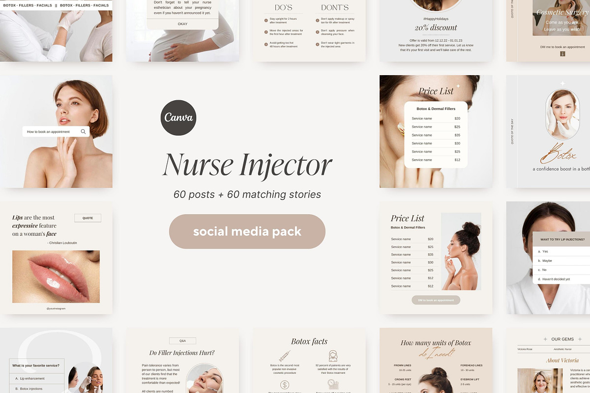 Nurse Injector Instagram templates, a Social Media Template by ...