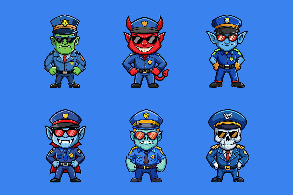 Monster Police Mascot Illustration, an Illustration by Riswan Ratta