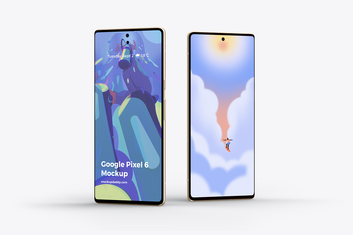 Google Pixel 6 Mockup, an Android Mockup by Mockupdaddy