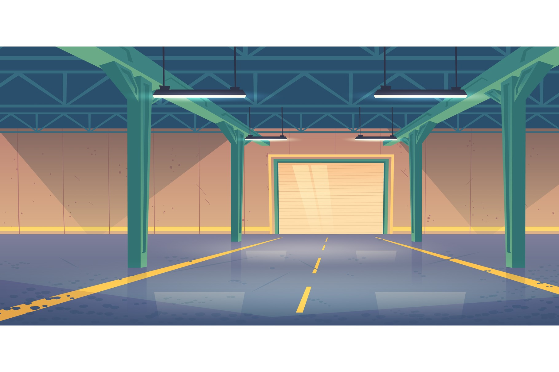 Empty warehouse interior with, a Person Illustration by art PVP - market