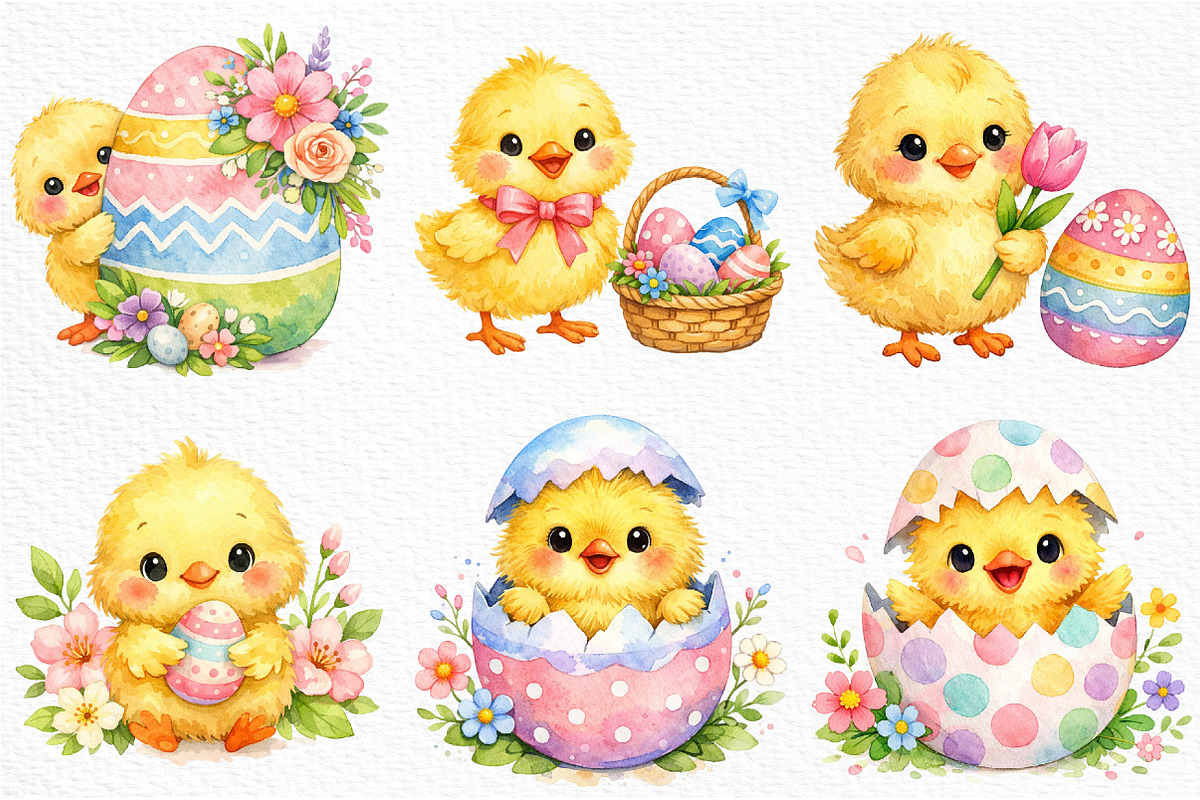 Whimsical Easter Chick Clipart, an Illustration by Craft Nest