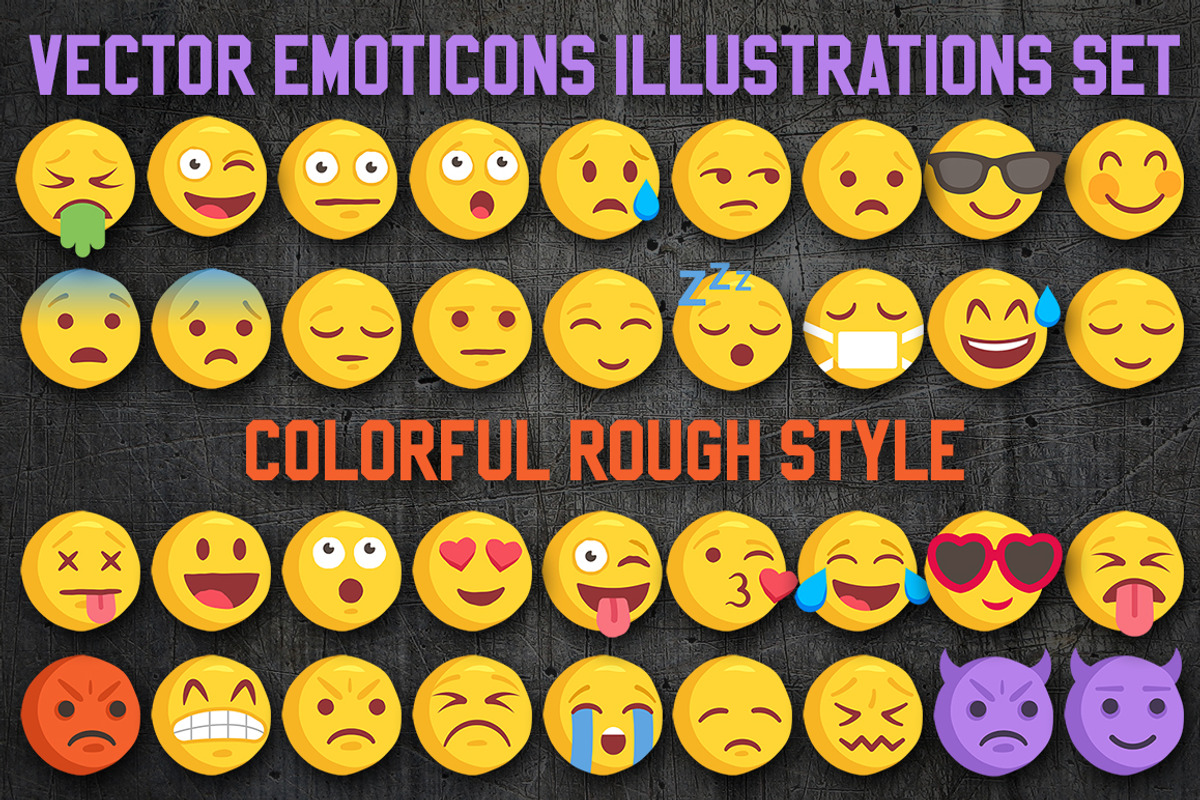 180 Big Emoticons Bundle, an Emoji Icon by Pingebat