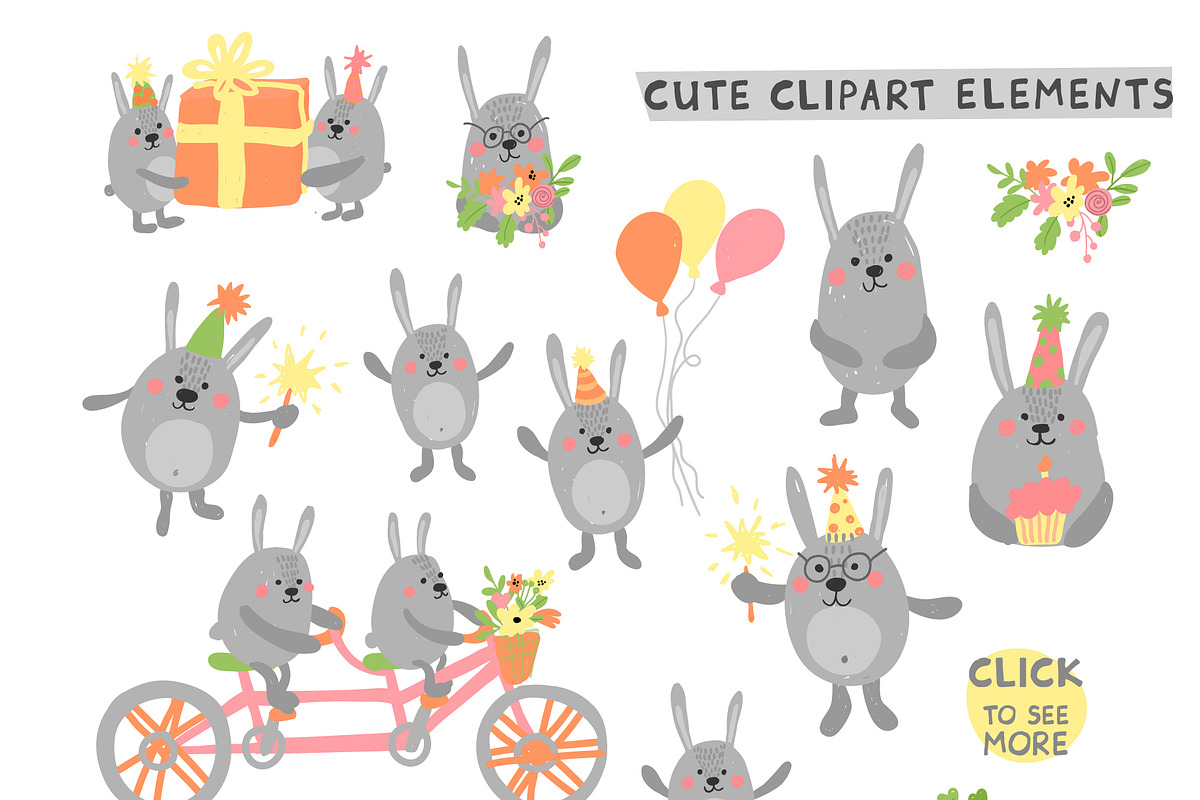 Bunny's birthday Clip Art, an Illustration by Ukulikki