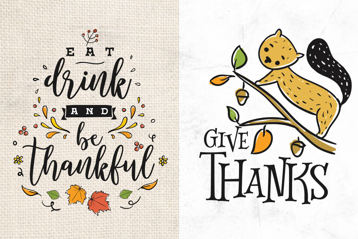 Thanksgiving day typography. 50 in 1, an Illustration by pa3x