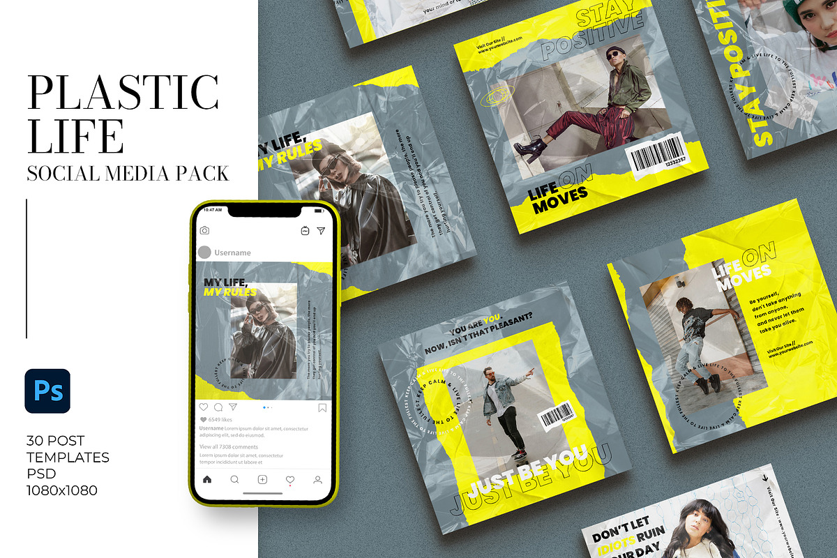 Plastic Insta Pack | PS, a Social Media Template by Anna Studio ...