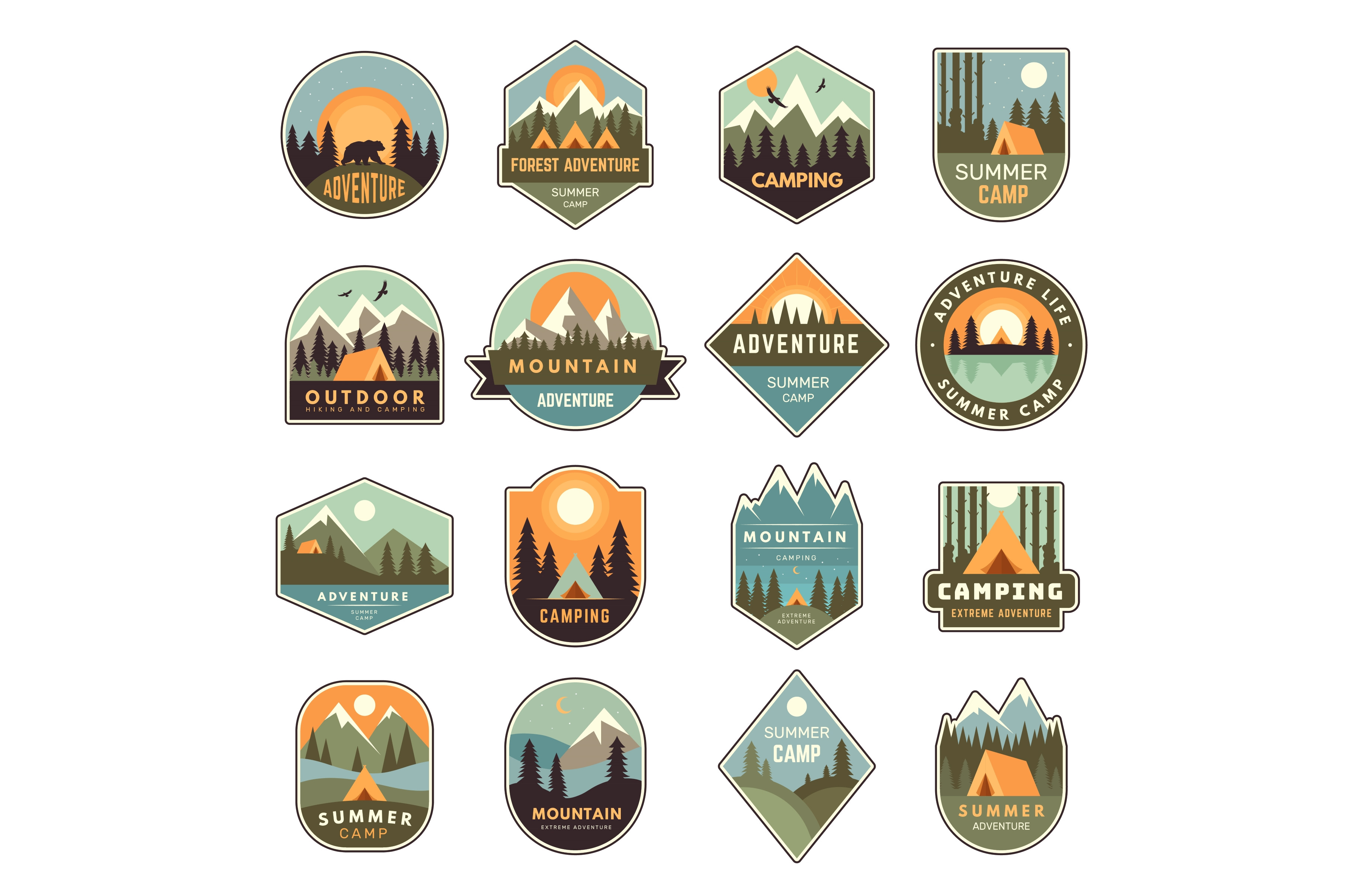 Summer camp badges. Mountain, a Graphic by Onyx | Creative Market