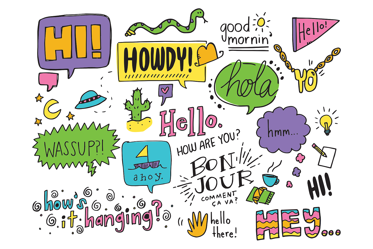 HELLO | DOODLE SET, an Illustration by kate.maldjian