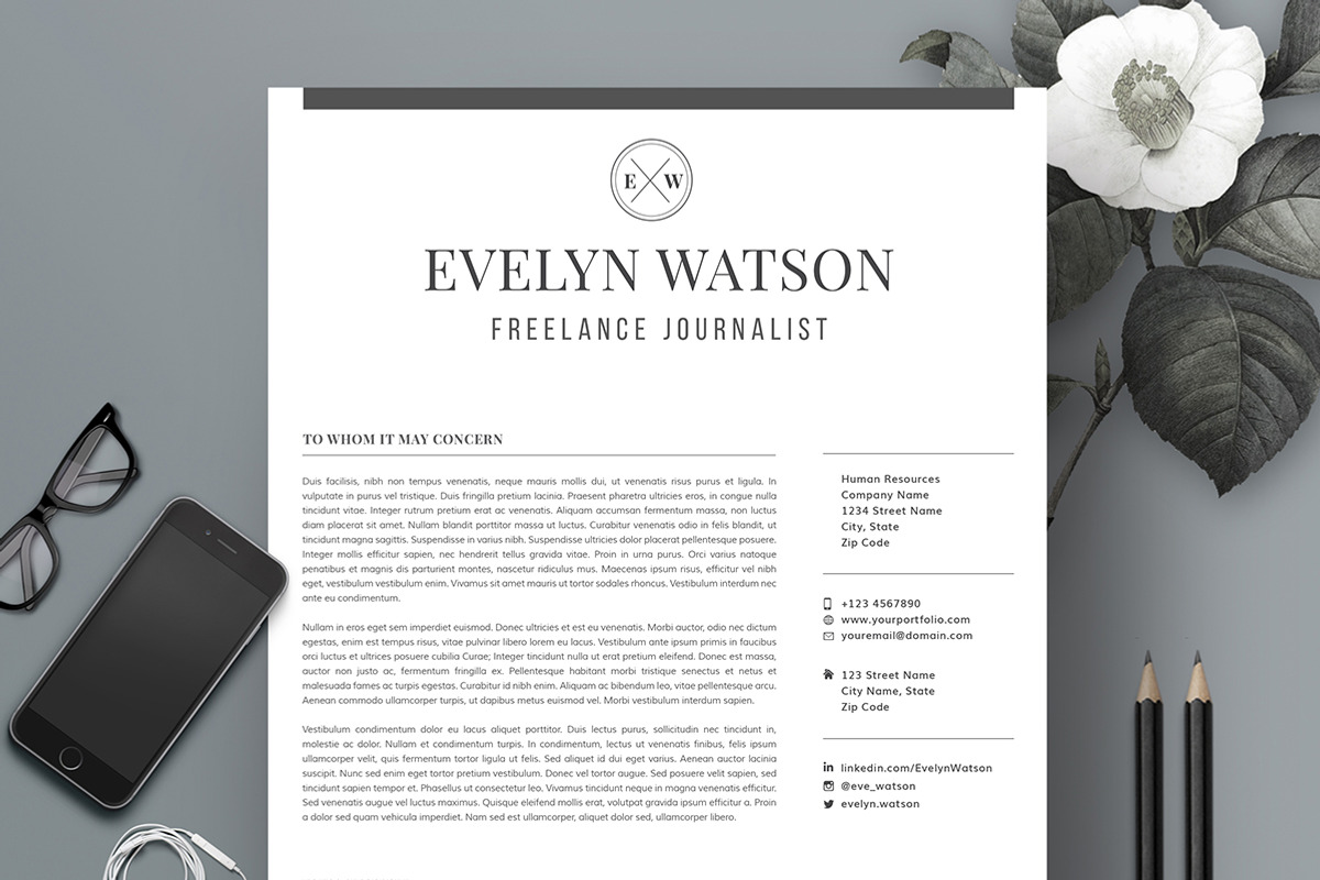 Professional Resume Template RE007, a Resume Template by Draca Design Co