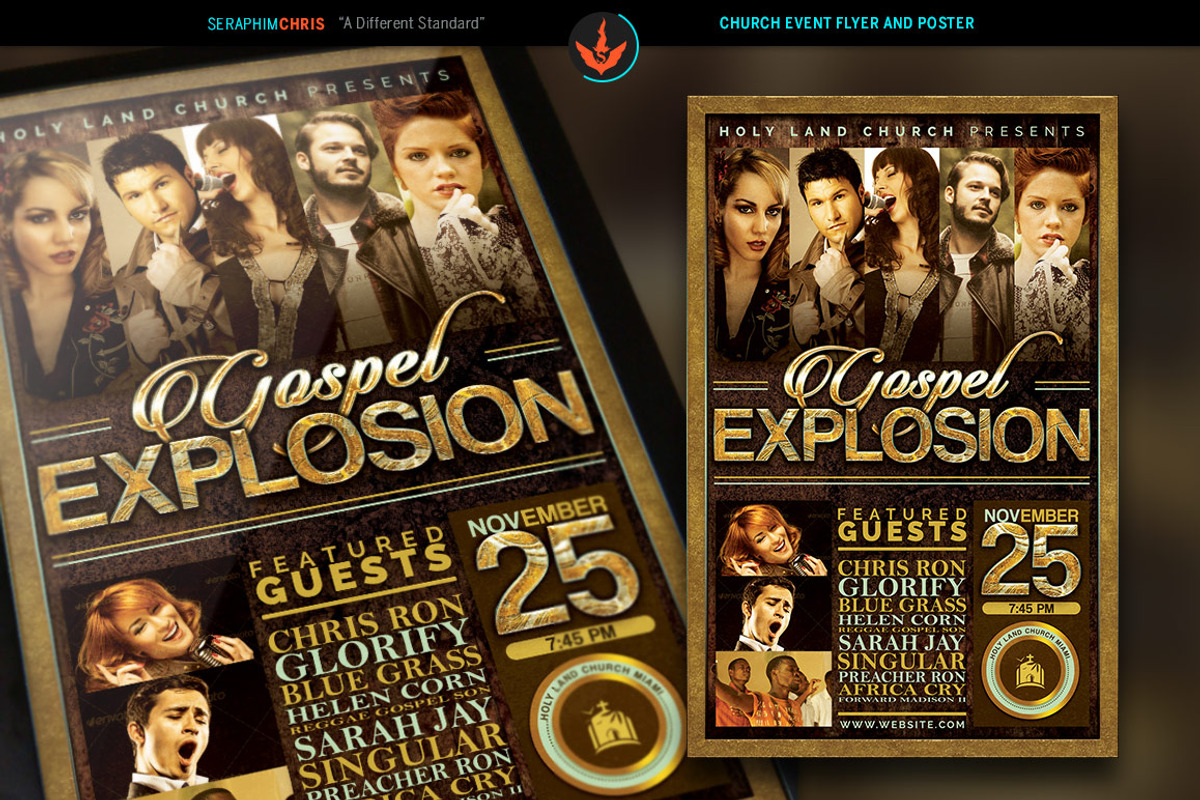 Gospel Explosion Flyer Plus Poster, a Flyer Template by SeraphimChris