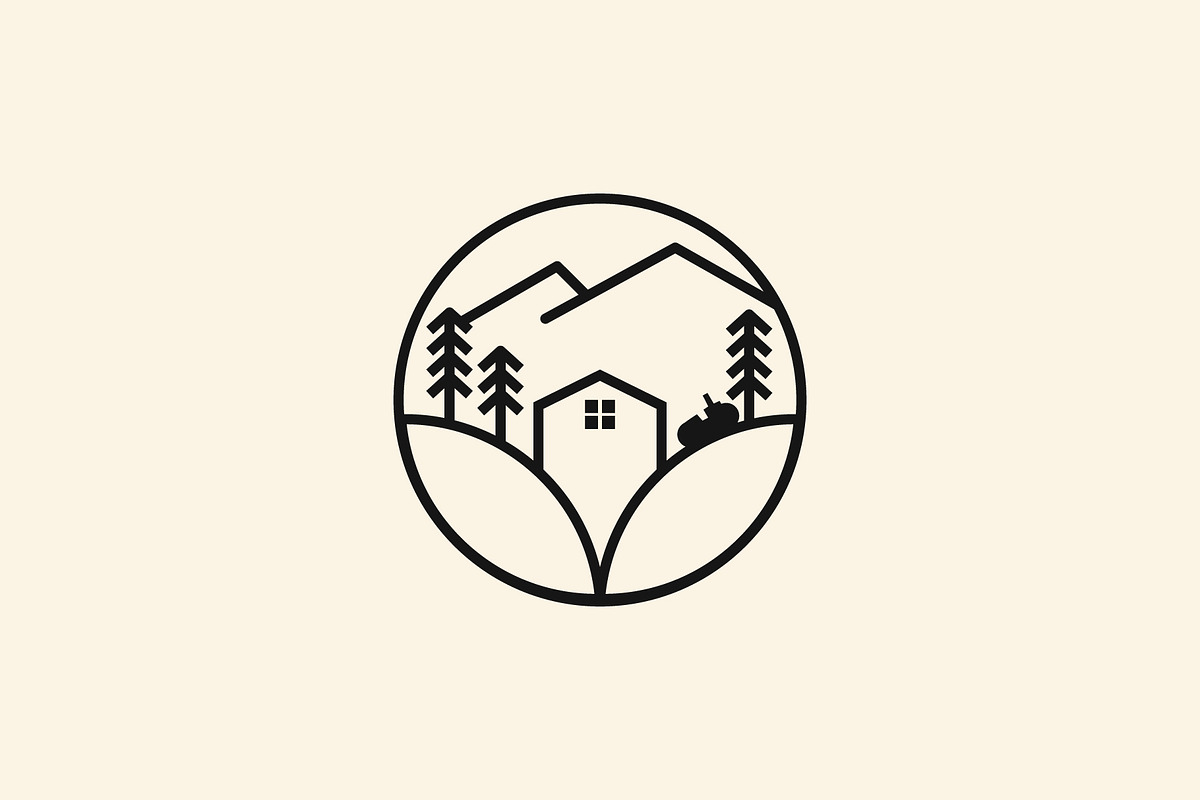 forest nature badge line simple log