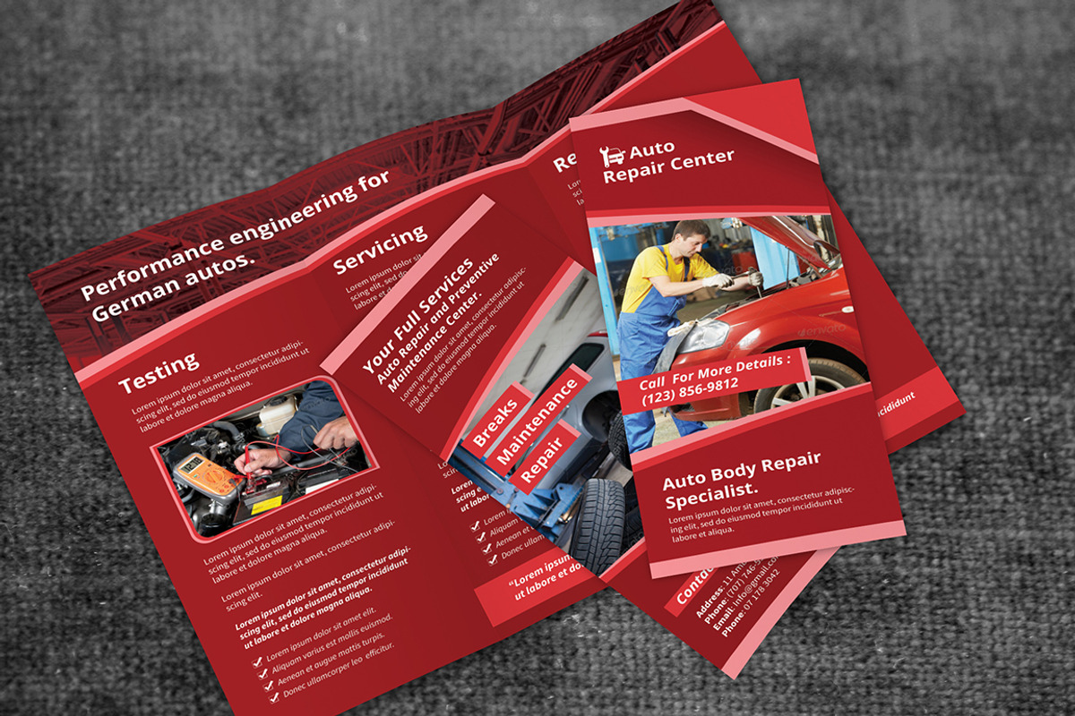 Auto Repair Service Trifold Brochure, a Brochure Template by Creative ...