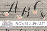 VECTOR Flower alphabet clipart, a Decorative Illustration by burlapandlace