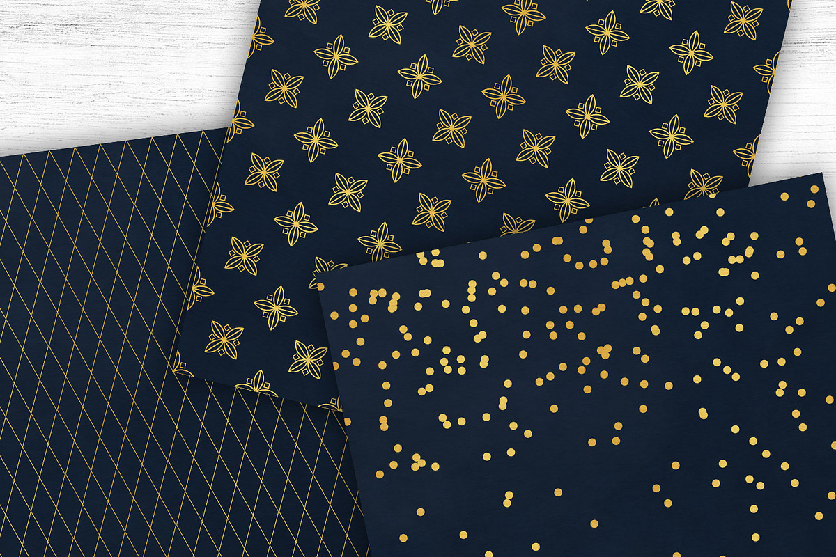 Navy & Gold Digital Papers, a Texture Graphic by TheFroggyDoggy