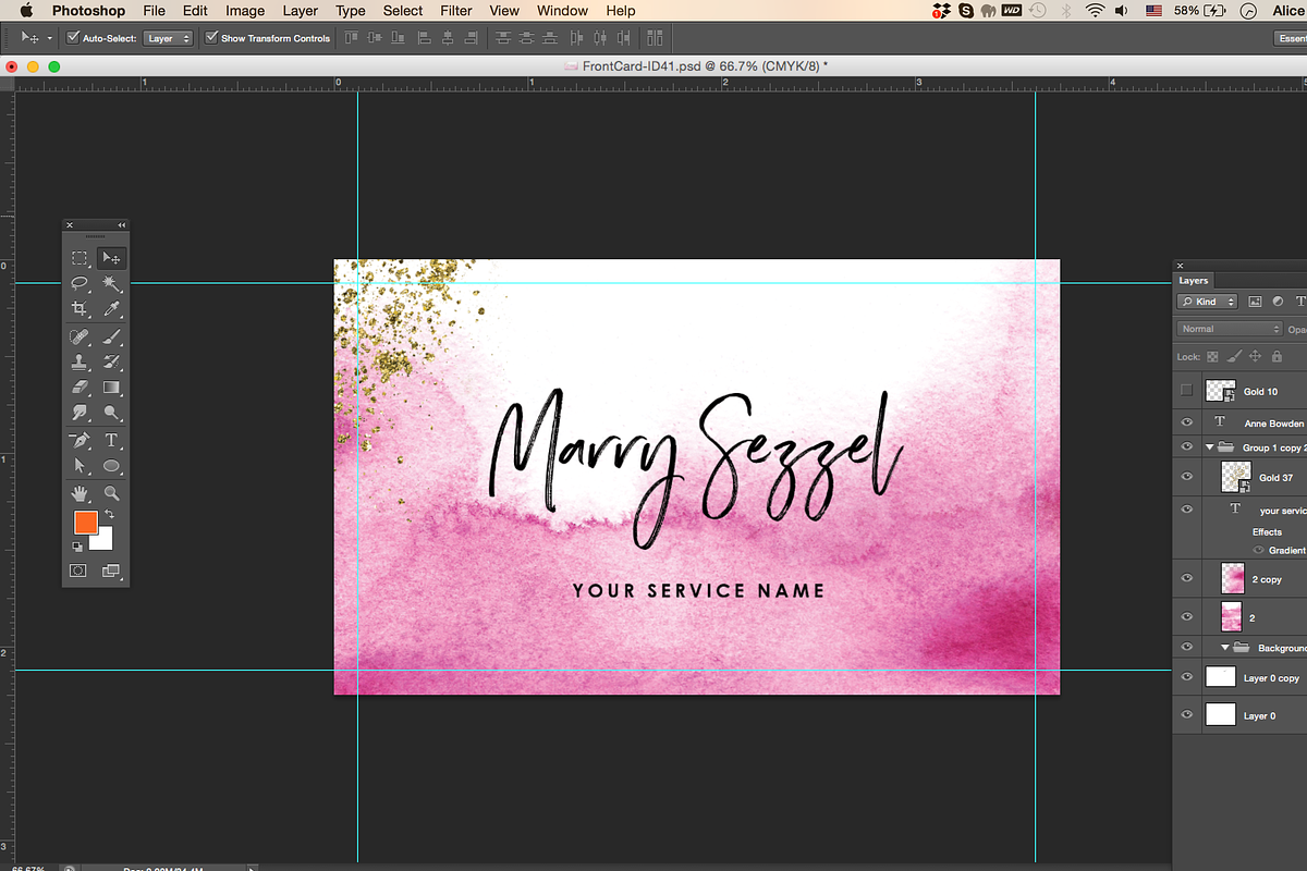 Ombre Watercolour Name Card – ID54, a Business Card Template by AIW ...