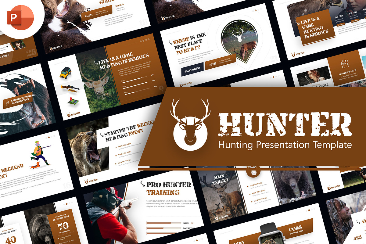 Hunter Hunting PowerPoint Template, a Presentation Template by ...