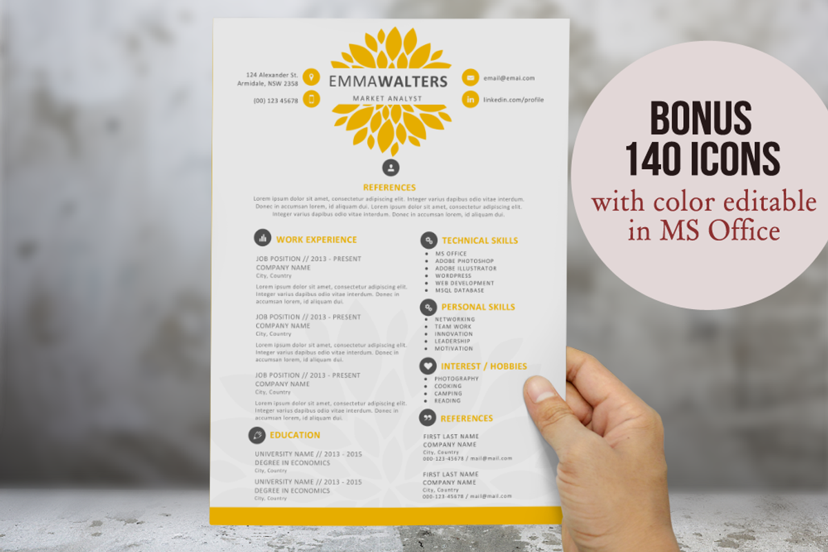 Creative flower resume template, a Resume Template by Inkpower