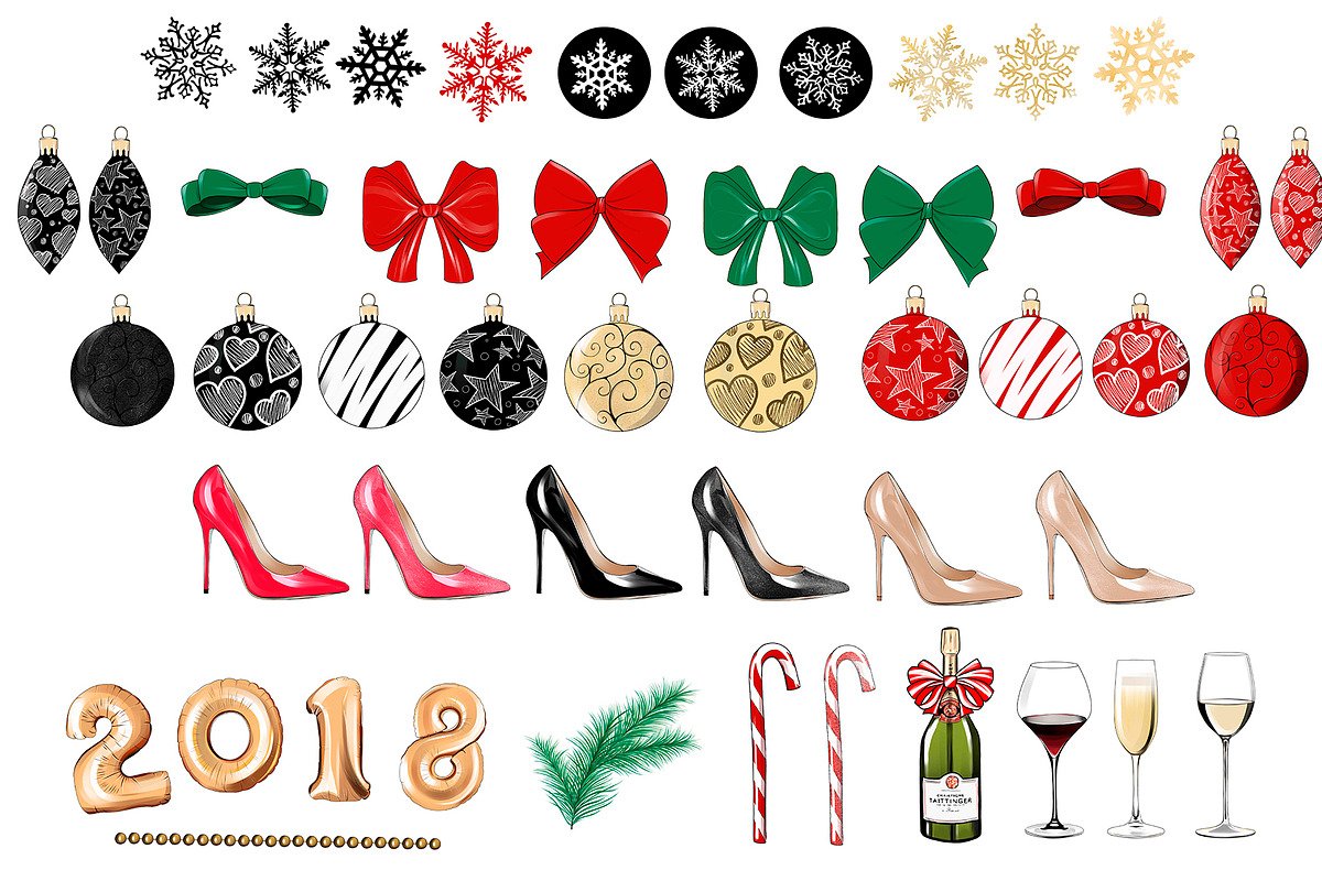 New Year & Christmas Clip Art, a Decorative Illustration by katya.kond.art