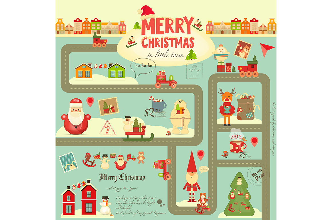 Christmas characters on City Map, an Animal Illustration by ELFIVETROV ...